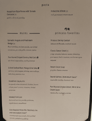 Princess Cruises Dining Room Menus (with food photos) - Life Well Cruised