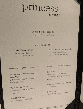 Princess Cruises Dining Room Menus (with food photos) - Life Well Cruised