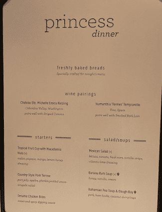 Princess Cruises Dining Room Menus (with food photos) - Life Well Cruised