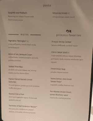 Princess Cruises Dining Room Menus (with food photos) - Life Well Cruised