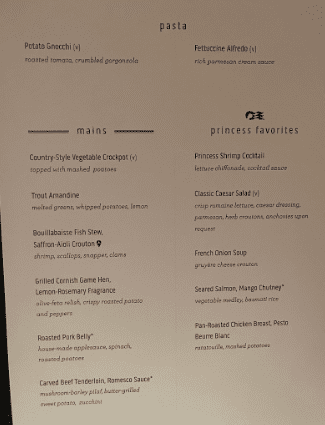 Princess Cruises Dining Room Menus (with food photos) - Life Well Cruised
