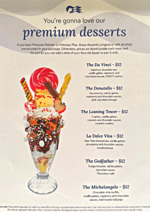 What Are Premier Desserts on Princess Cruises? Menu, Prices & Photos ...